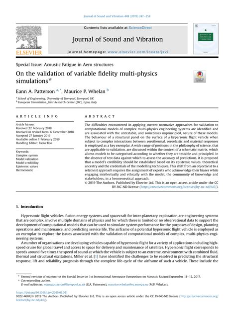 Pdf On The Validation Of Variable Fidelity Multi Physics Simulations