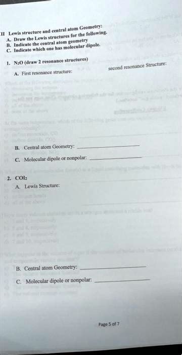 Iii Lewis Structure And Central Atom Geometry A Draw The Lewis Structures For The Following B