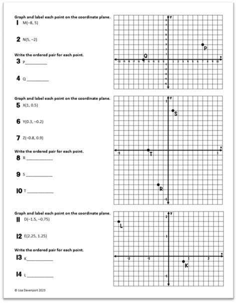 The Coordinate Plane Binder Notes 6th Grade Math By Lisa Davenport