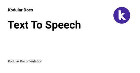 Text To Speech Kodular Docs
