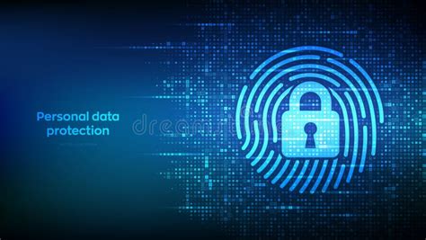 Fingerprint With Padlock Icon Made With Binary Code Personal Data