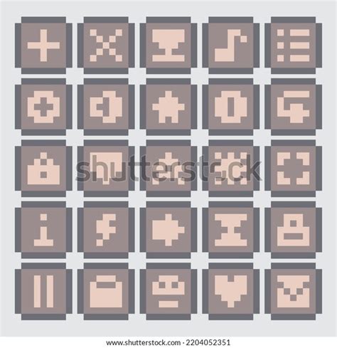 Pixel Art Bit Game Icons Buttons Stock Vector Royalty Free Shutterstock