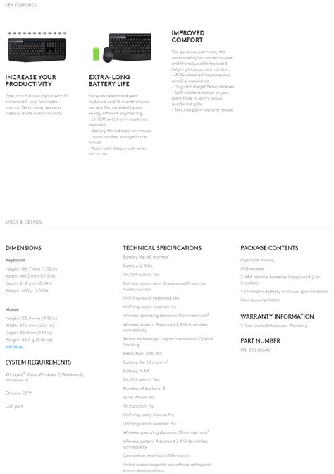 Logitech MK Wireless Keyboard Mouse Combo NB Plaza