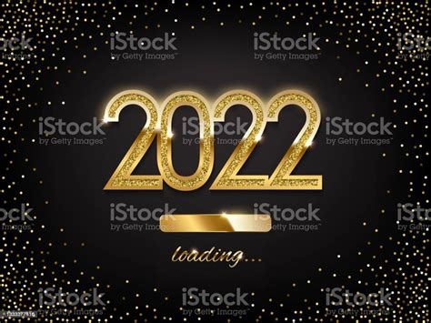 새해 골든 로딩 바 벡터 일러스트레이션 2022 년 은 문자와 함께 진행 파티 카운트 다운 다운로드 화면 초대 장 배너 이벤트