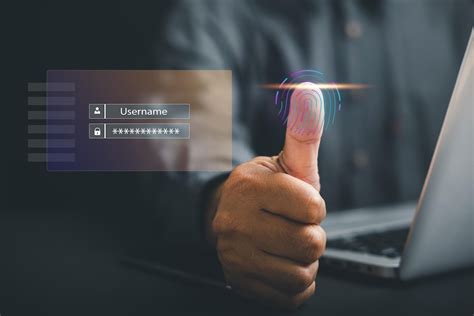 Premium Photo Futuristic Biometric Fingerprint Scanner Captures A Persons Thumb Up