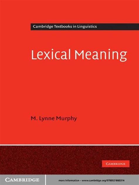 Cambridge Textbooks In Linguistics Lexical Meaning Ebook M Lynne