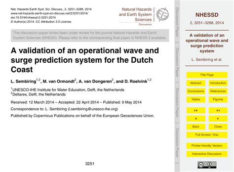 Pdf A Validation Of An Operational Wave And Surge Prediction System For The Dutch Coast