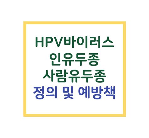 사람유두종바이러스 인유두종바이러스 Hpv 정의 및 예방책