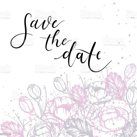 날짜 손 비문 글자를 저장 합니다 꽃 인사말 카드 현대 서 예 결혼 의식에 대한 스톡 벡터 아트 및 기타 이미지 결혼 의식 결혼식 결혼식 피로연 Istock