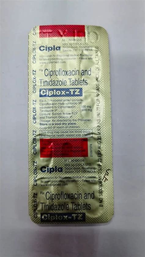 Ciprofloxacin Tinidazole Tablet At ₹ 189 Stripe Ciprofloxacin Hcl Tablets In Pune Id