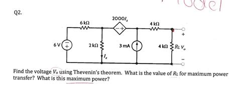 solved find the voltage v0 using thevenin s theorem what is
