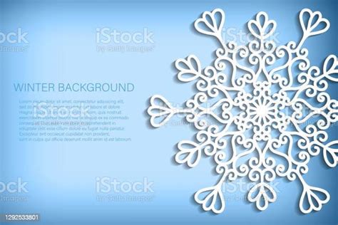 파란색 배경에 흰색 눈송이크리스마스 카드 격리된 눈송이 아이콘입니다 빈 용지 모양입니다 겨울 만화 평면 일러스트 공간을 복사합니다 휴일 무늬 배너 프레임 인사말 카드 디자인