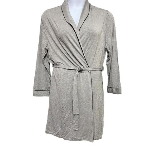 Luxurious Soft Gray Robe With Black Piping Xl Wrap Depop