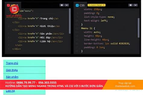 Hướng Dẫn Tạo Menu Ngang Trong Html Và Css Với 5 Bước đơn Giản Thiết