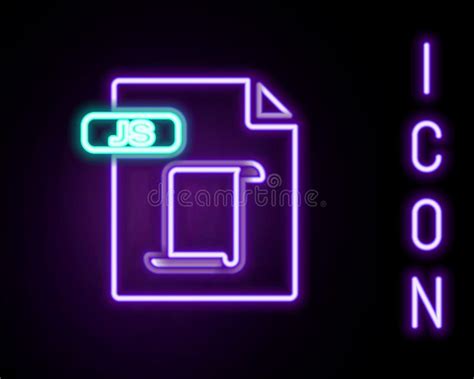 Glowing Neon Line Js File Document Download Js Button Icon Isolated On Black Background Js