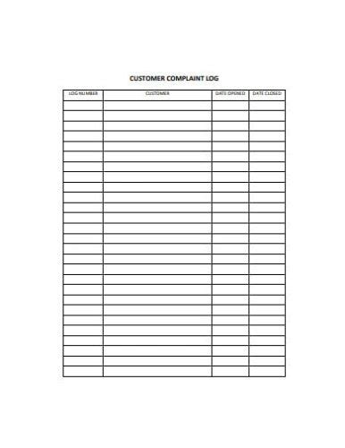 Customer Service Complaint Log Template Sample Templateral