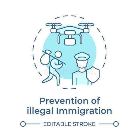 Prevention Of Illegal Immigration Soft Blue Concept Icon Stock Vector Illustration Of Drawing
