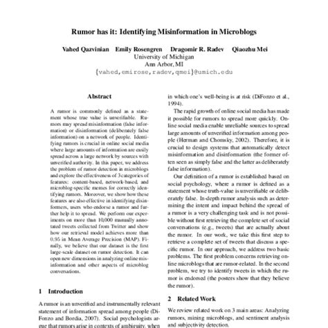 Rumor Has It Identifying Misinformation In Microblogs Acl Anthology