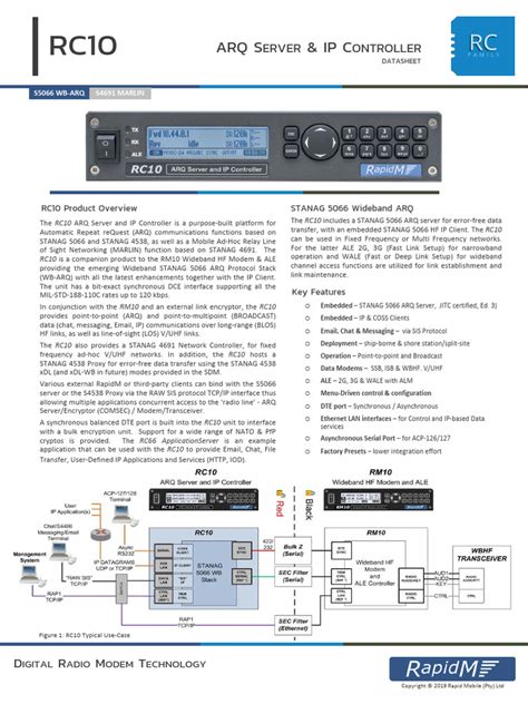Hf Radio Network Controller Rc10 Rapidm Pdf Internet Protocols Computer Engineering