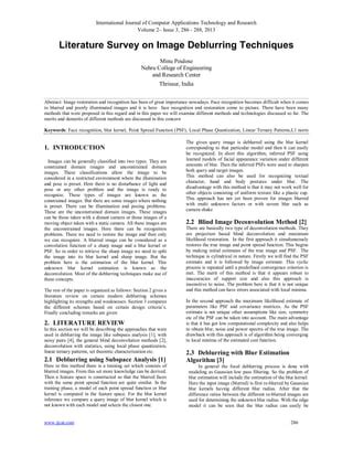 Literature Survey on Image Deblurring Techniques | PDF