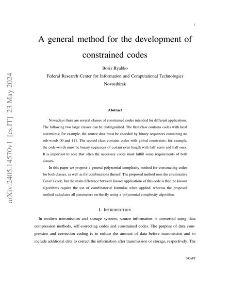 Pdf A General Method For The Development Of Constrained Codes