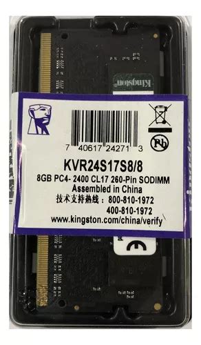 Memoria Ram Notebook Kingston Kvr24s17s8 8 8gb Ddr4 2400mhz V Y T Computación