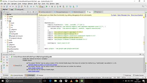 Android Gradle Dsl Method Not Found Complie With Firebase
