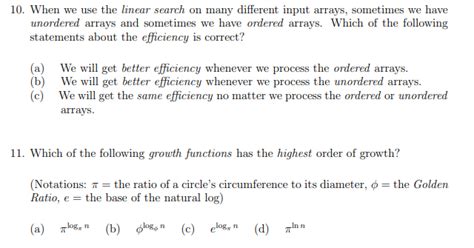 Solved 10 When We Use The Linear Search On Many Different