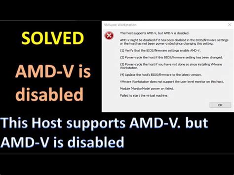 This Host Supports AMD V But AMD V Is Disabled Solved VMware How To Enable AMD V YouTube