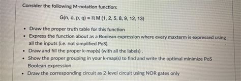 solved consider the following m notation function gin o