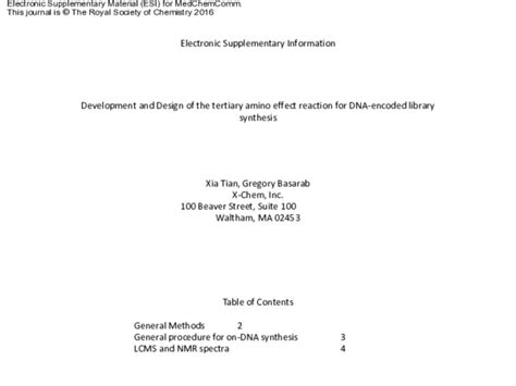 Pdf Development And Design Of The Tertiary Amino Effect Reaction For Dna Encoded Library Synthesis
