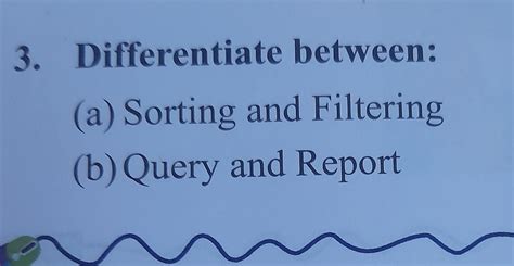 3 Differentiate Betweena Sorting And Filteringb Query And Report