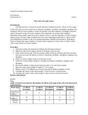 The Cell Cycle And Cancer Docx General Lab Report Instructions Life Science Virtual Lab 4 2