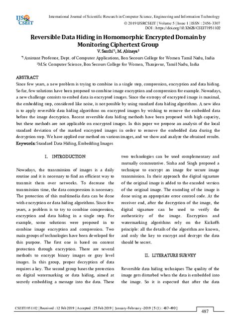 Pdf Reversible Data Hiding In Homomorphic Encrypted Domain By