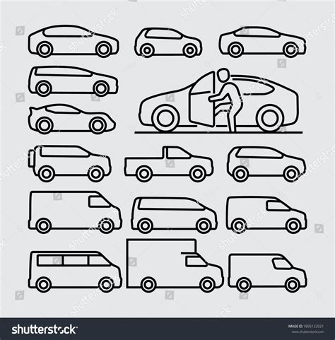 Vehicle Car Vector Line Icons Set Stock Vector Royalty Free