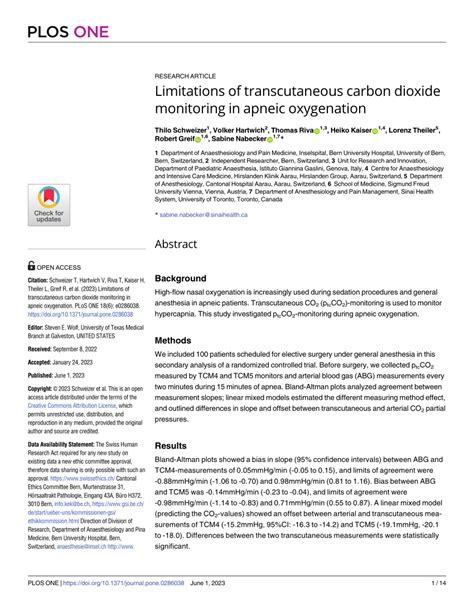 Pdf Limitations Of Transcutaneous Carbon Dioxide Monitoring In Apneic Oxygenation