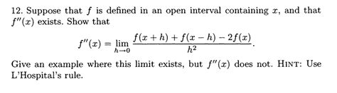 solved 12 suppose that f is defined in an open interval