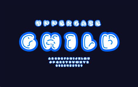 만화 스타일의 만화 글꼴 알파벳 대문자와 숫자 벡터 일러스트 레이 션 10eps 그래피티에 대한 스톡 벡터 아트 및 기타 이미지