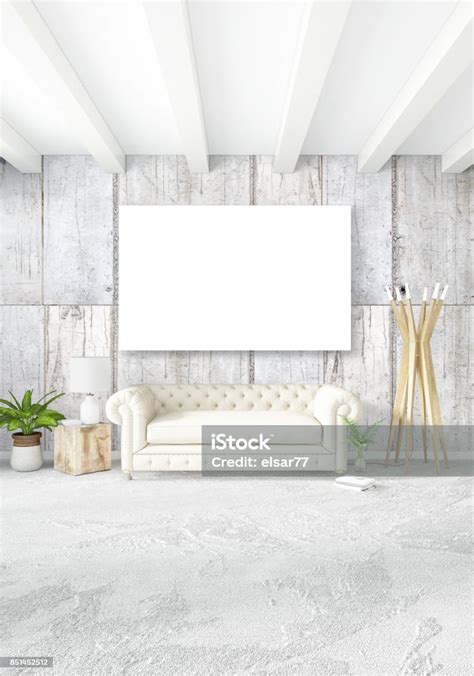 최소한의 스타일 화이트 침실 나무 벽과 회색 소파 인테리어 디자인 3d 렌더링입니다 3 차원 일러스트 레이 션 0명에 대한 스톡 사진 및 기타 이미지 Istock