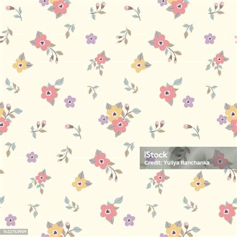 원활한 패턴 흰색 배경에 작은 꽃이있는 귀여운 꽃 무늬 벡터 0명에 대한 스톡 벡터 아트 및 기타 이미지 0명 개화기