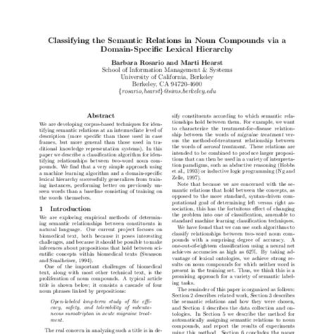 Classifying The Semantic Relations In Noun Compounds Via A Domain Specific Lexical Hierarchy