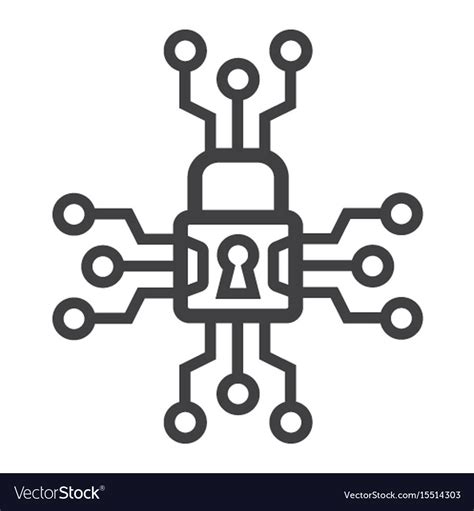 Cyber Security Line Icon Padlock Royalty Free Vector Image
