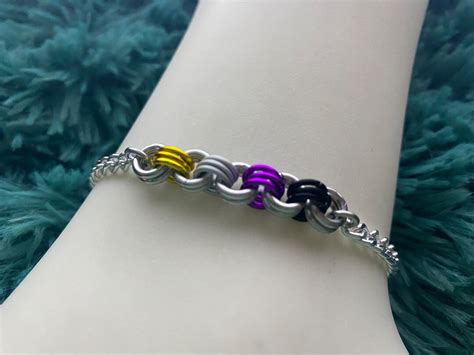 Non Binary Flag Bracelet Non Binary Jewelry Unisex Anklet Non Binary T Non Binary