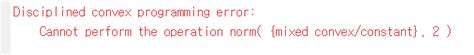 writing a constraint in dcp complient format matrix should not be in