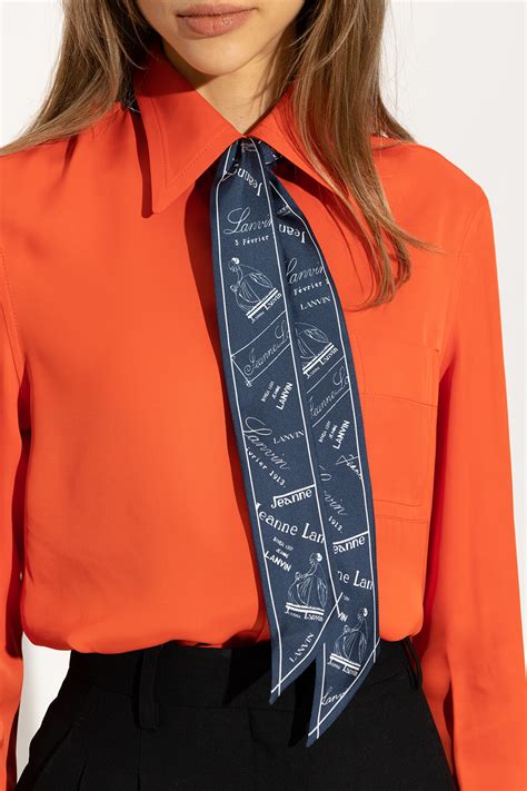 Lanvin 랑방 실크 스카프 머플러 우먼스 네이비 블루 페칭