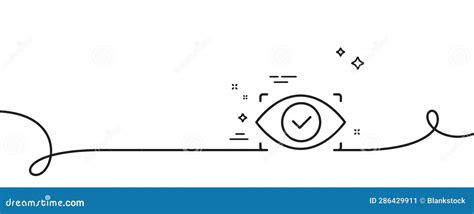 Biometric Security Scan Line Icon Eye Access Sign Continuous Line With Curl Vector Stock
