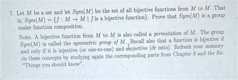 Solved A 7 Let M Be A Set And Let Sym M Be The Set Of All