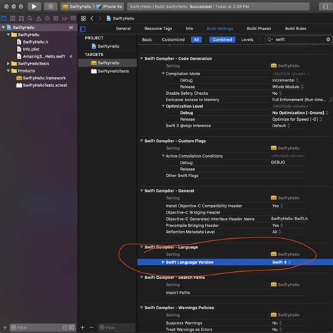 Ios Swift Build Settings In Xcode To Use Lower 403 Version Instead