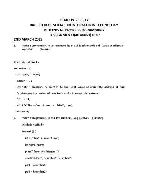 Bit Network Programming Group Assignment Kcau University Bachelor Of Science In