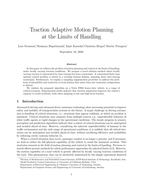 PDF Traction Adaptive Motion Planning At The Limits Of Handling